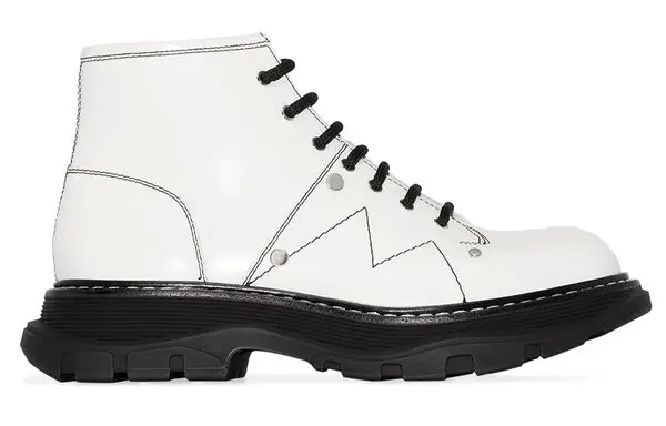 Alexander McQueen Tread Lace Up Leather Boots