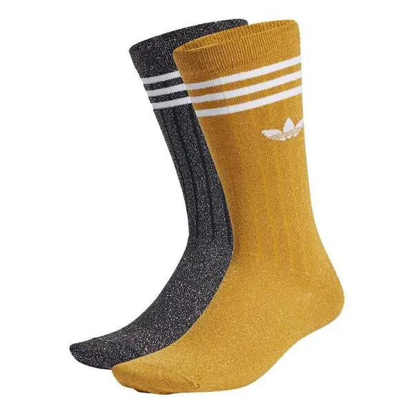 Adidas Originals Contrasting Colors Logo Sports Socks 2 Pairs Gray / Yellow - Multi-color