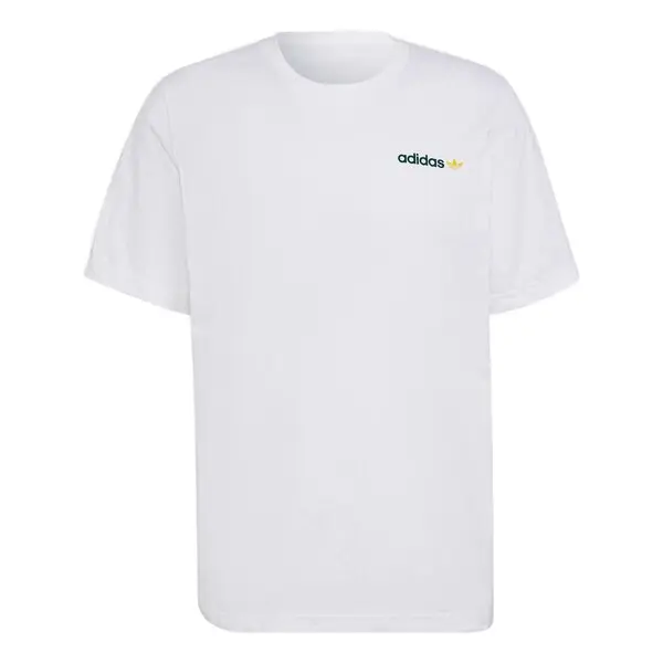 Adidas Originals Back Sailboat Pattern Alphabet Printing Loose Round Neck Short Sleeve White T-shirt - Multi-color