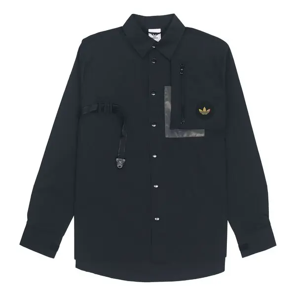 Adidas Originals Chest Solid Color Long Sleeves Shirt Black