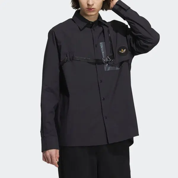 Adidas Originals Chest Solid Color Long Sleeves Shirt Black