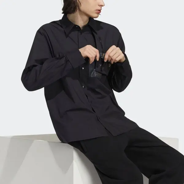 Adidas Originals Chest Solid Color Long Sleeves Shirt Black