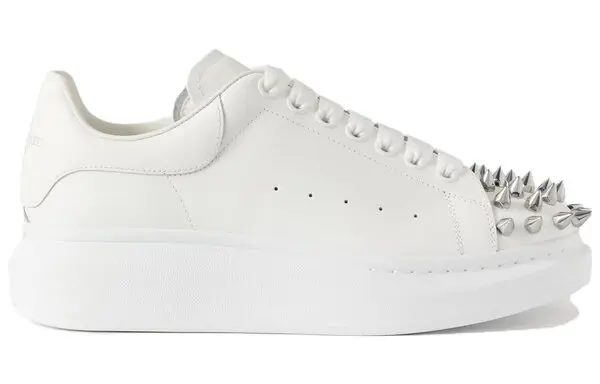Alexander McQueen Leather Spike Larry Sneakers - White