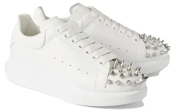 Alexander McQueen Leather Spike Larry Sneakers - White
