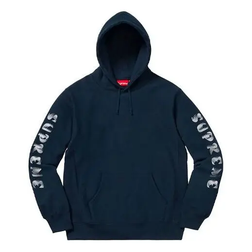 Supreme Fw18 Gradient Sleeve Hooded Sweatshirt - Navy