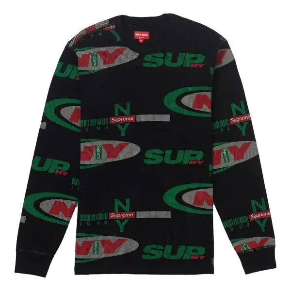 Supreme Fw18 Ny Waffle Thermal Round Neck - Black