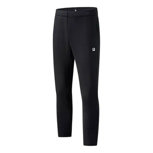 FILA Athletics Knit Straight Solid Color Gym Sports Pants Black - Dark Black