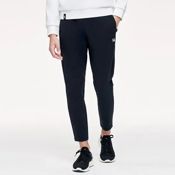 FILA Athletics Knit Straight Solid Color Gym Sports Pants Black