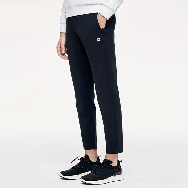 FILA Athletics Knit Straight Solid Color Gym Sports Pants Black