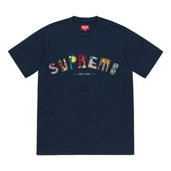 Supreme Ss19 City Arc Tee Navy Embroidered Logo Short Sleeve Navy - Blue