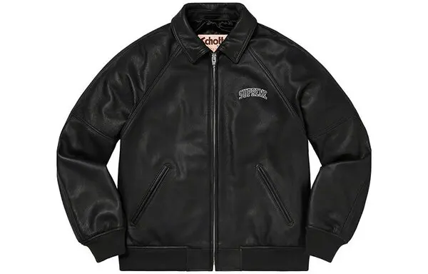 Supreme Fw19 Week 1 X Martin Wong X Schott 8-ball Leather Varsity Jacket