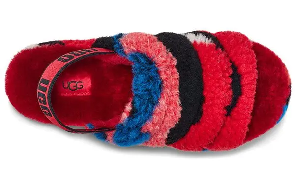 UGG Fluff Yeah Cali Collage Slide - Red/black/pink