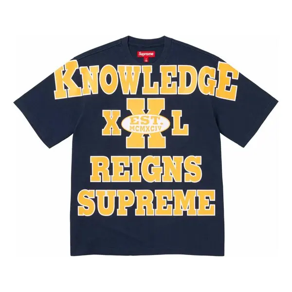 Supreme Overprint Knowledge S/s Top 'navy Yellow - Navy/yellow
