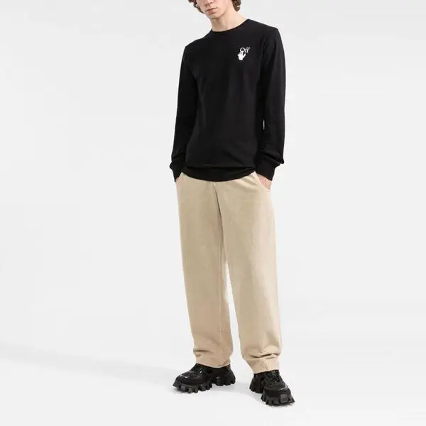 Off-White Fw21 Logo Arrow Pattern Round Neck Long Sleeves