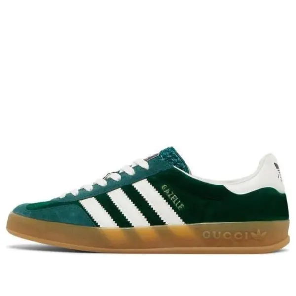 Gucci X Adidas Gazelle Green Suede Low Top Sneakers - Green/white