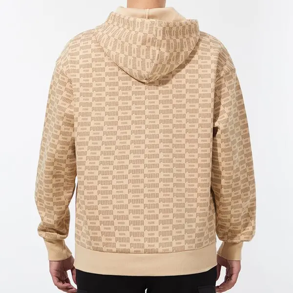 PUMA Luxe All-over Print Logo Knit Hoodie