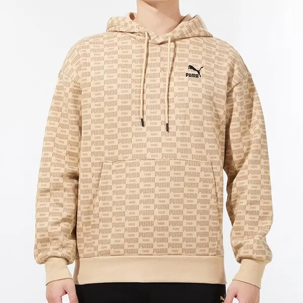 PUMA Luxe All-over Print Logo Knit Hoodie