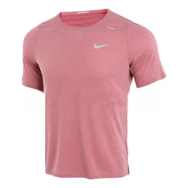 Nike Dri-fit Uv Miler Short-sleeve Running Shirt - Pink
