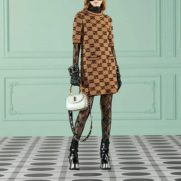 Gucci Gg Wool Bouclé Jacquard Dress