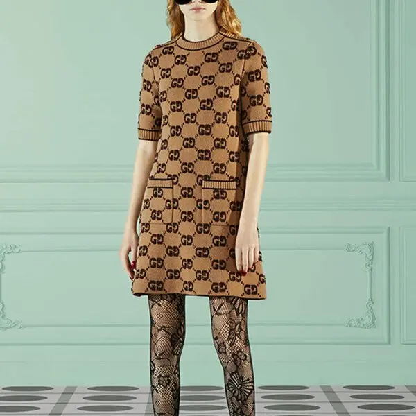 Gucci Gg Wool Bouclé Jacquard Dress