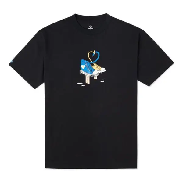 CONVERSE Graphic Print Short Sleeve T-shirt - Black