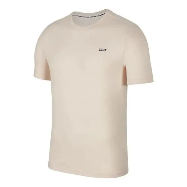 Nike F.c. Dri-fit Solid Color Logo Round Neck Short Sleeve Creamy White T-shirt - Multi-color