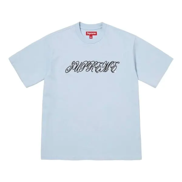 Supreme Ss26 Raised Script S/s T-shirt - Light Blue