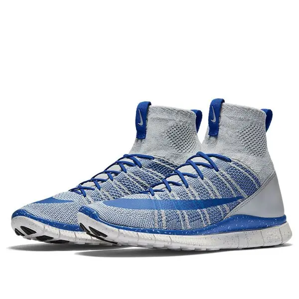 Nike Free Flyknit Mercurial High Top Sneakers - Grey/blue