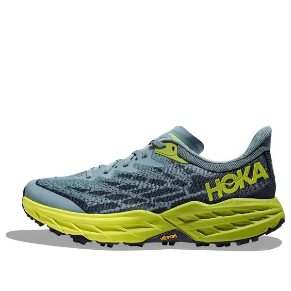 Hoka One One Speedgoat 5 Athletic Sneakers - Stone Blue/dark Citron