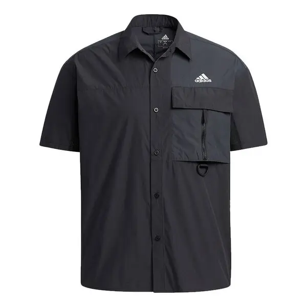 Adidas Utl Ss Shirts Contrasting Colors Loose Sports Short Sleeve Shirt - Black