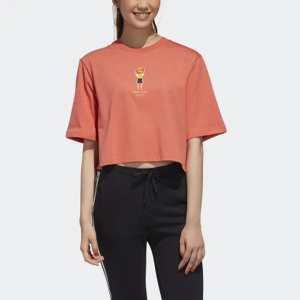 Adidas Neo Casual Sports Graphic Print Cropped Tee