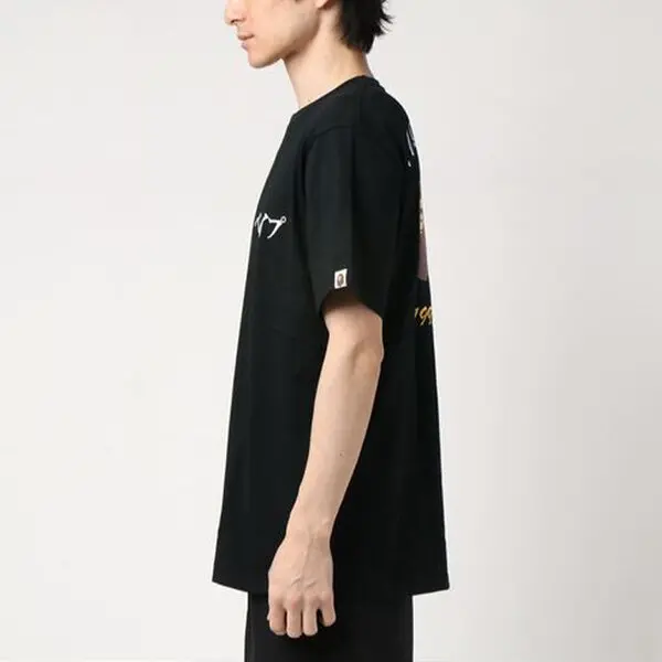 A BATHING APE Embroidered Japan Culture Ape Head T-shirt - Black