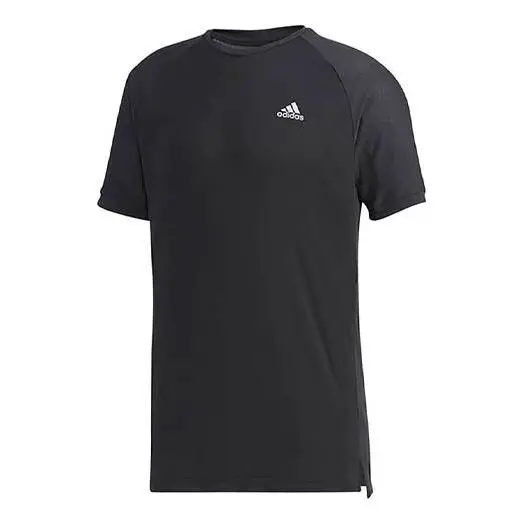 Adidas Logo Round Neck Sports Short Sleeve Black T-shirt - Default Color