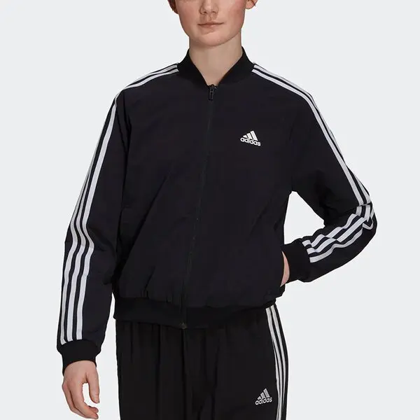Adidas Stripe Splicing Sports Training Jacket - Black