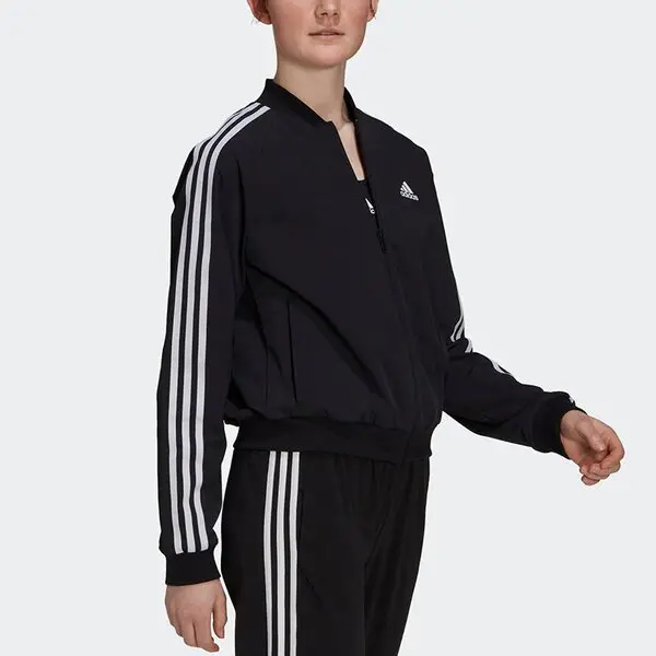 Adidas Stripe Splicing Sports Training Jacket - Black