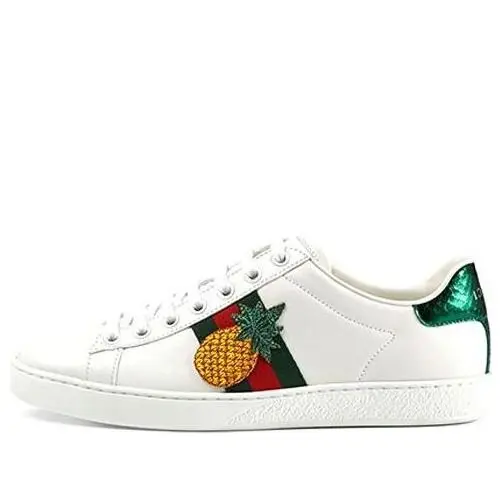 Gucci Ace Pineapple Embroidered Sneakers - White