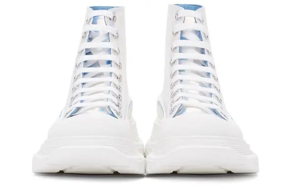 Alexander McQueen Silver Holographic Platform High Sneakers