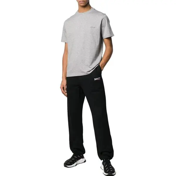Balenciaga Small Logo Print Cotton T-shirt - Grey