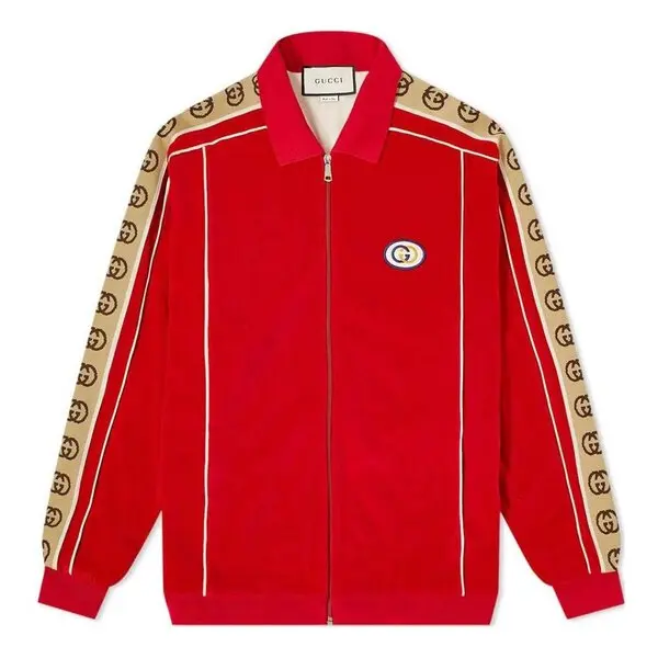 Gucci Velour Taped Oversized Track Jacket - Red