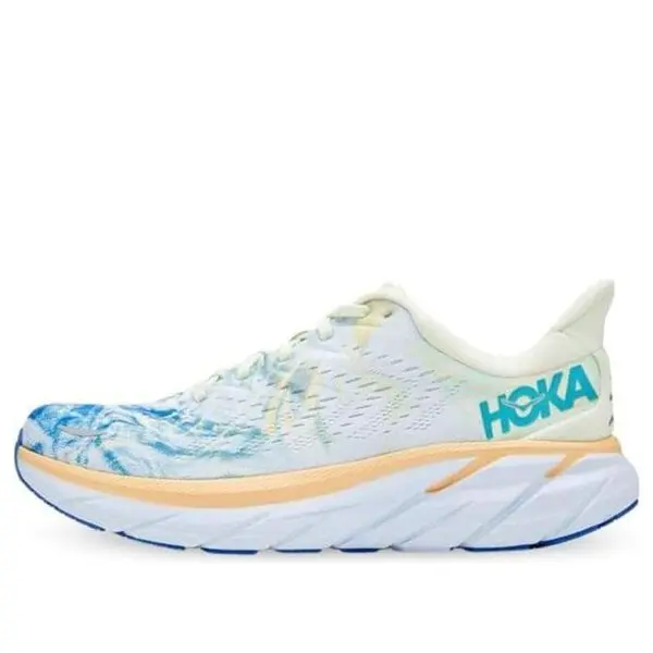 Hoka One One Clifton 8 Wide Sneakers - White/blue