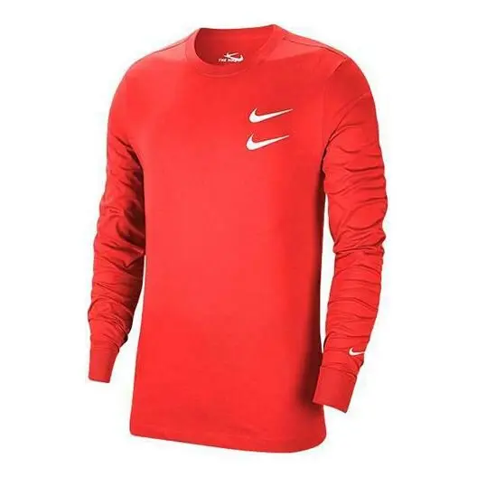 Nike Swoosh Ls Tee Round Neck Long Sleeves Us Edition - Red