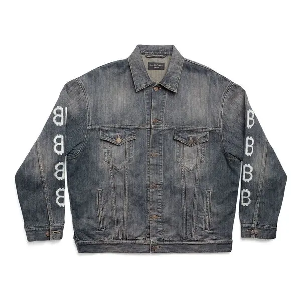Balenciaga Crypto Large Fit Jacket - Light Blue