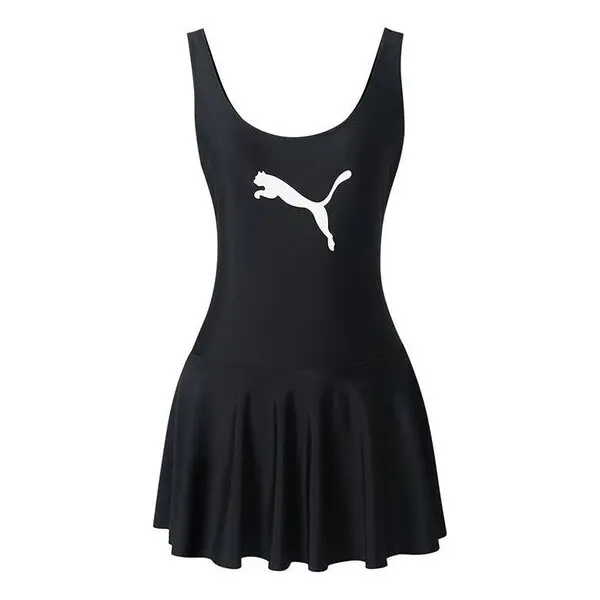 PUMA Logo One-piece Swimdress - Black
