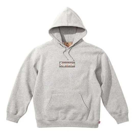 Supreme X Burberry Box Logo Hooded Sweatshirt - Grey/white