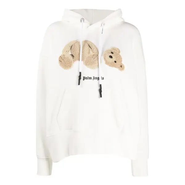 Palm Angels Broken Bear Cotton Hoodie - White
