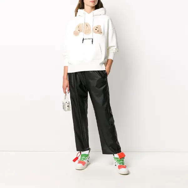 Palm Angels Broken Bear Cotton Hoodie - White