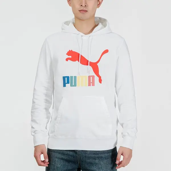 PUMA Contrasting Colors Logo Printing Knit Hoodie