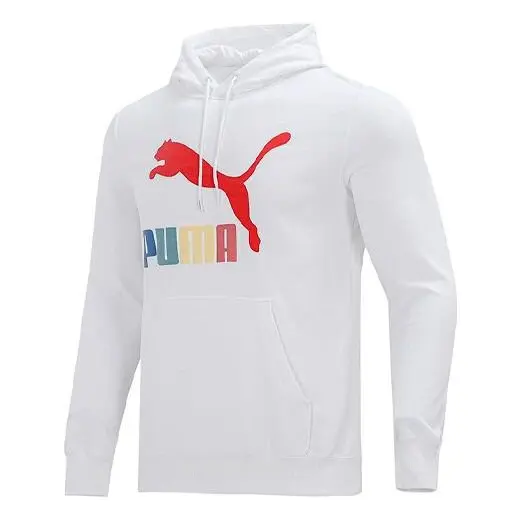 PUMA Contrasting Colors Logo Printing Knit Hoodie