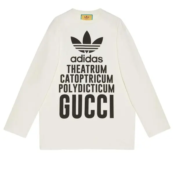 Gucci X Adidas Oversized Cotton Jersey Long Sleeve T-shirt - White