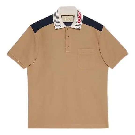 Gucci Cotton Jersey Polo Shirt - Camel